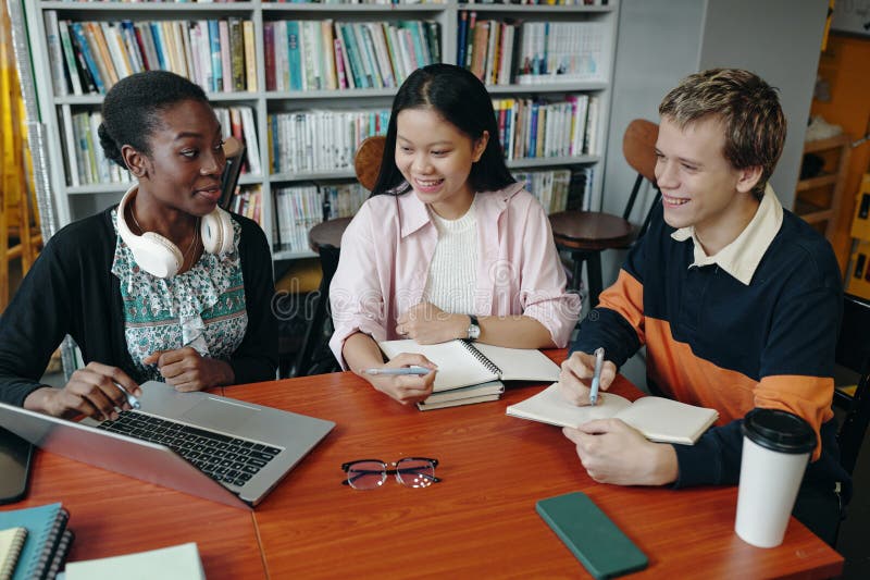Students Doing Project in the Library Stock Image - Image of ...