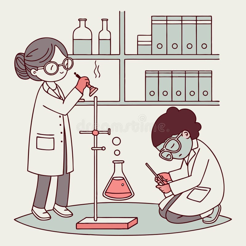 Students Doing Science Experiment in Laboratory Stock Illustration ...