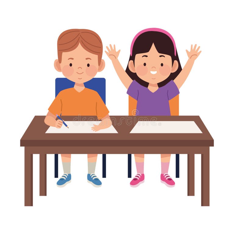 Students Drawing with Paper Stock Vector - Illustration of student ...