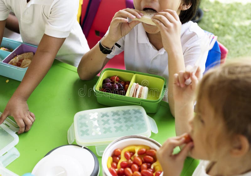 Students Eating Food Lunch Break Together Stock Photo - Image of ...