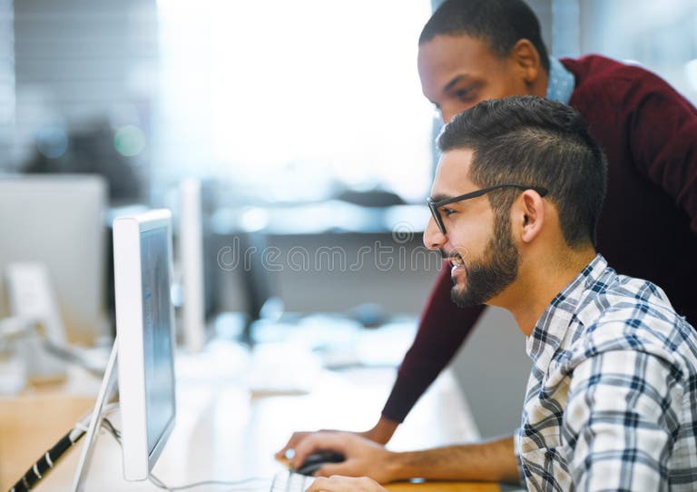 Students, Education and Computer Lab in College with Assignment ...