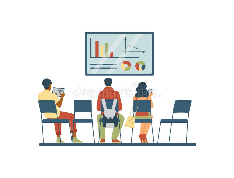 Students of Educational Courses or Seminar, Flat Vector Illustration ...