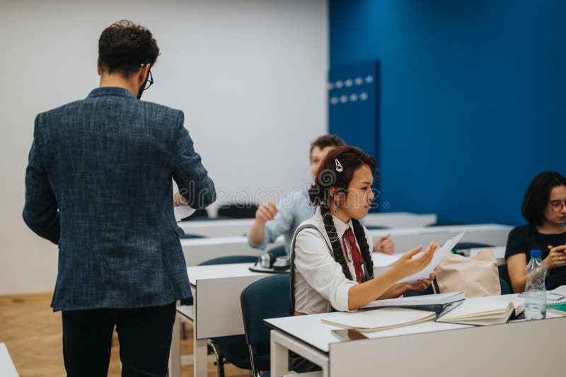 Students Attending a Class in Modern Academic Setting Stock Photo ...
