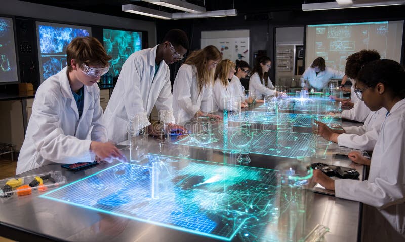 Students Engage in Innovative Science Experiments in a Modern Lab Stock Image - Image of data ...
