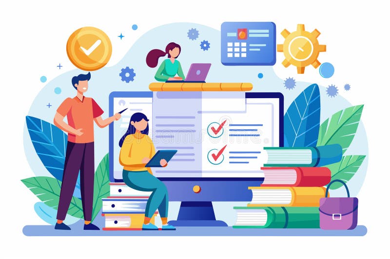 Students Engage in Online Test Preparation Using Laptops and Digital ...