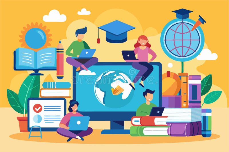 Students Engage in Remote Learning on Laptops Surrounded by Books ...