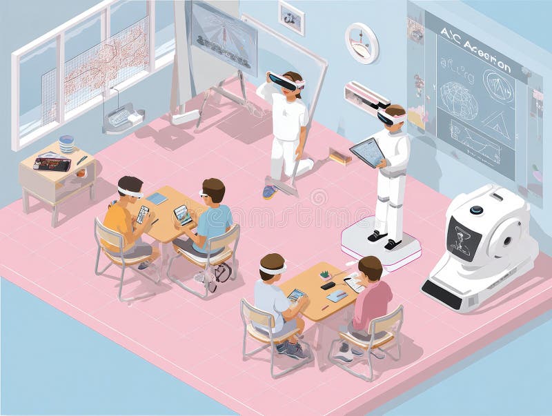 Students Engage in a VR Classroom Setting, Combining Traditional Learning with Modern Tech for ...