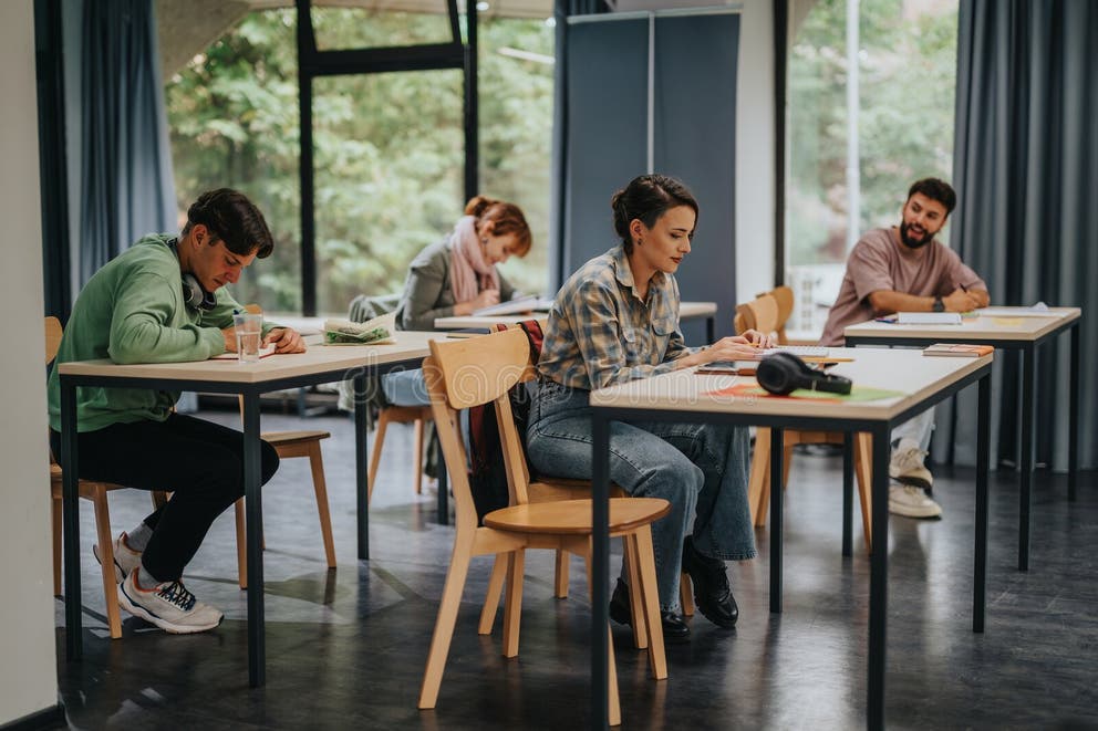 Students Engaged in Classroom Activities with Diverse Classmates Stock ...