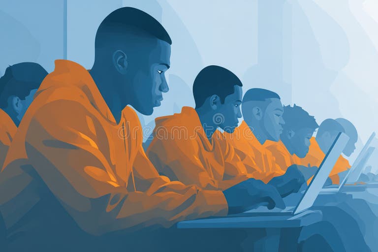 Students Engaged in Focused Learning while Using Laptops in a Classroom ...