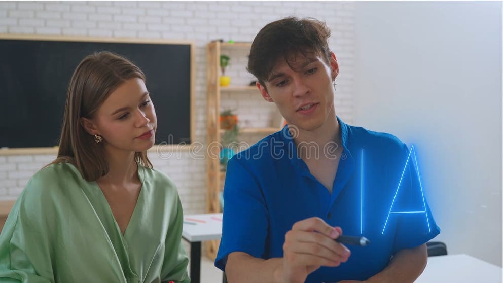 Students Engaged in Interactive 3D Math Visualization Stock ...