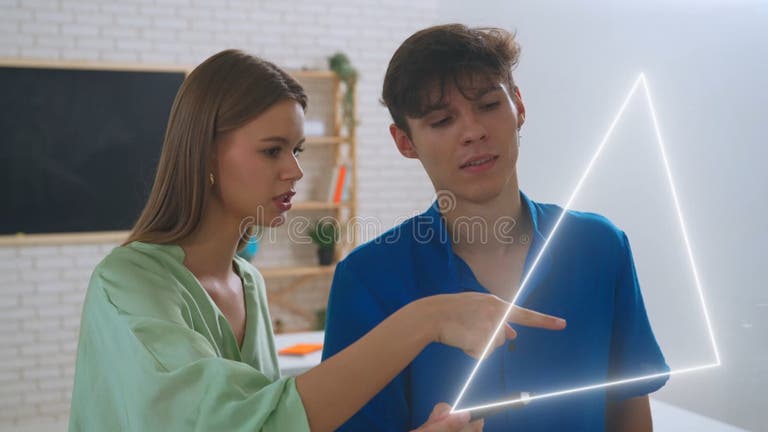 Students Engaged in Interactive 3D Math Visualization Stock ...