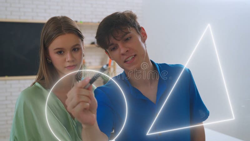 Students Engaged in Interactive 3D Math Visualization Stock ...