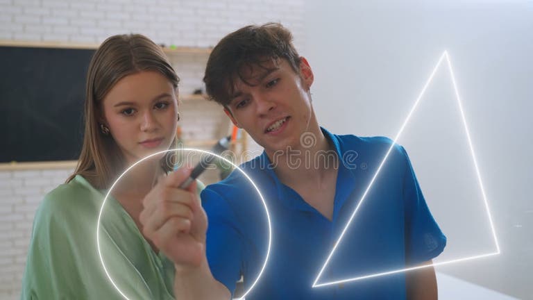 Students Engaged in Interactive 3D Math Visualization Stock ...