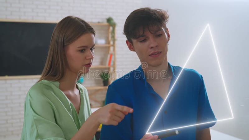 Students Engaged in Interactive 3D Math Visualization Stock Video ...