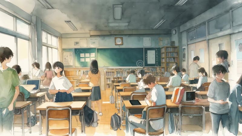 Students Engaged in Learning Activities Inside a Classroom during a Sunny Afternoon at a School ...