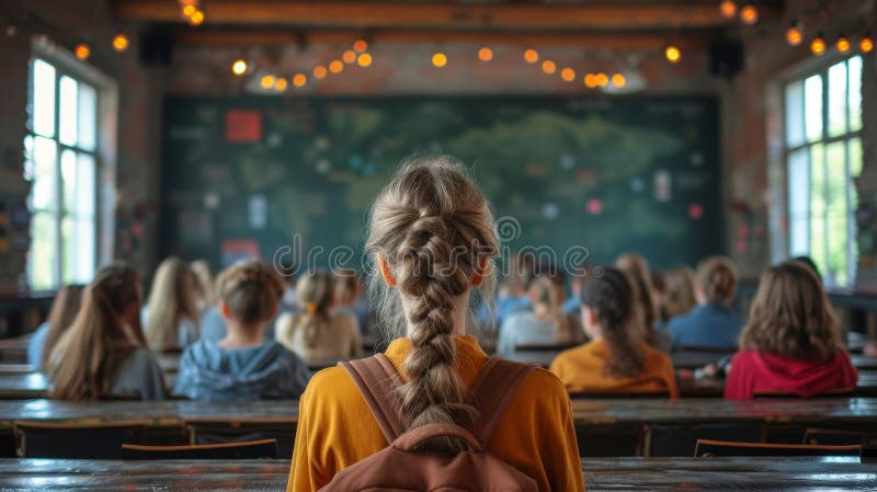 Students Engaged in Learning at a Rustic Classroom Stock Illustration ...