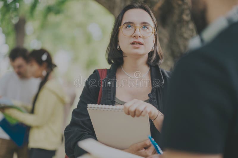 Students Engaged Outdoor Consultation Professor Park Setting Stock ...