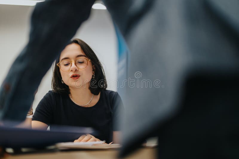 Students Engaged in Tasks with Professor Providing Assistance Stock ...