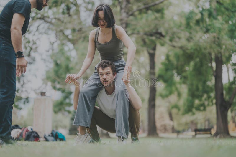 Students Engaging Outdoor Sports Class Enthusiastic Instructor Stock ...