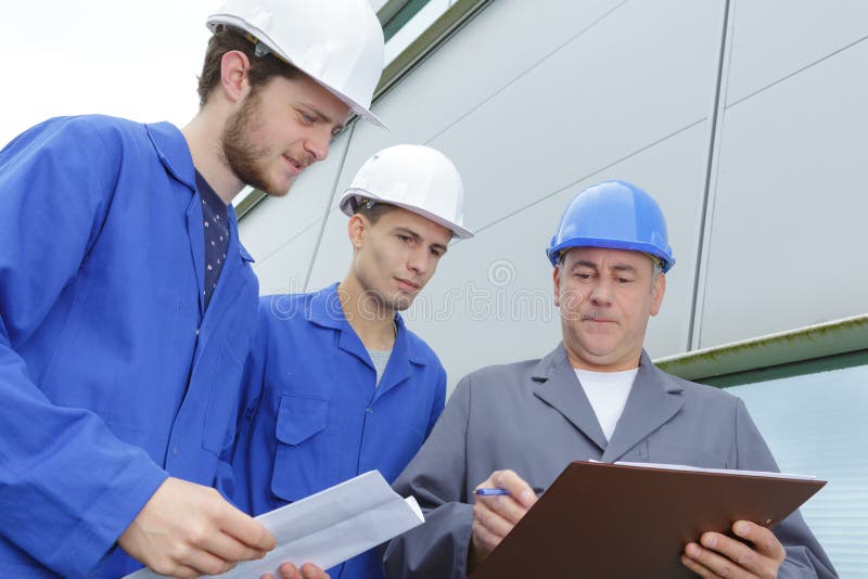 Students Engineers Examining Construction Site Outdoors Stock Photo ...