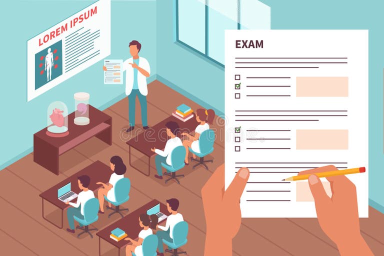 Students in Exam Design Concept Stock Vector - Illustration of lector ...