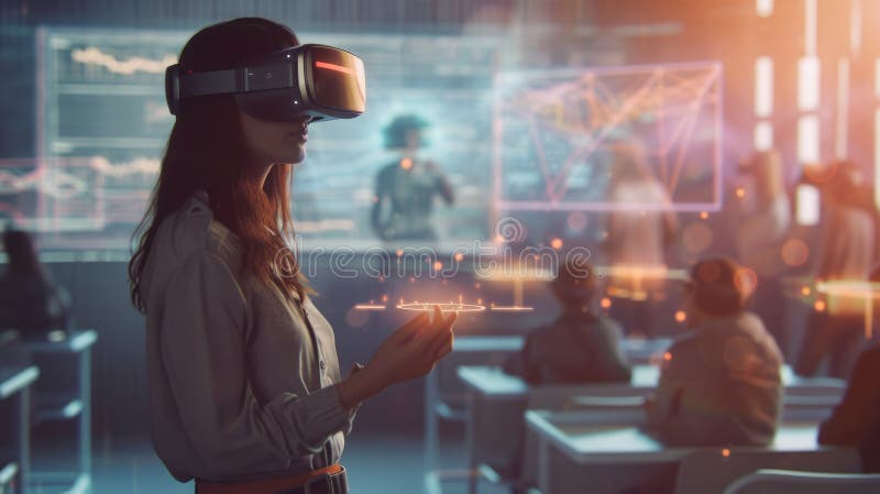 Students Experiencing Virtual Reality in Classroom AIG41 Stock Photo ...