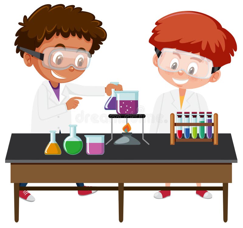 Students Experiment in the Lab Stock Illustration - Illustration of ...