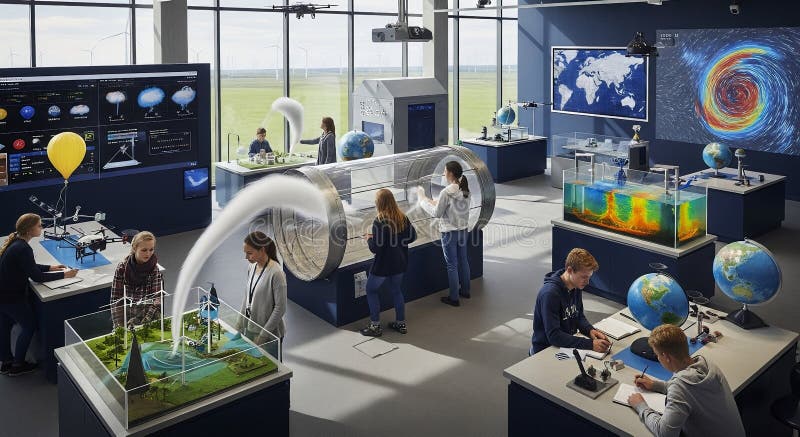 Students Exploring Interactive Science Exhibits about Weather, Climate ...