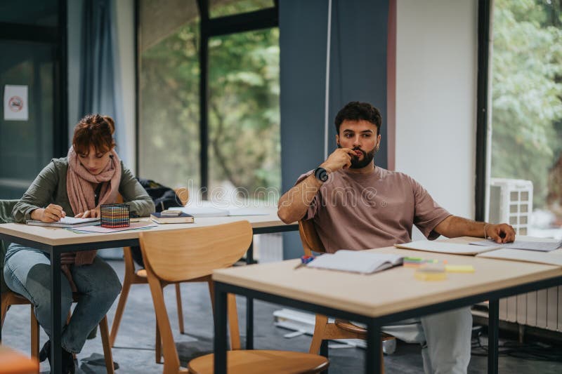 Students Focused in a Cozy Classroom Environment for Learning Stock ...