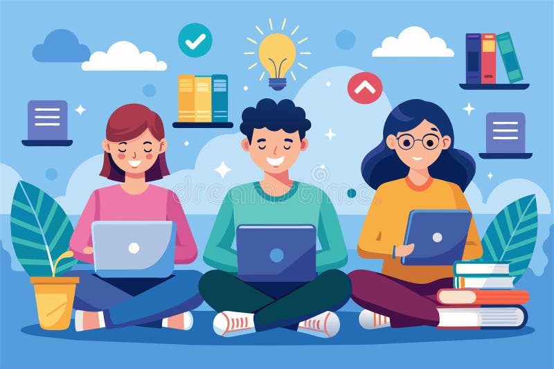 Students are Focused on Their Laptops in a Vibrant Learning Environment ...