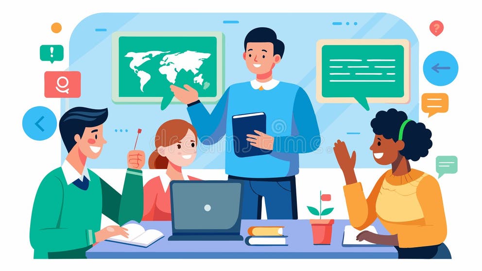 Students in a Foreign Language Class Practice Their Pronunciation ...