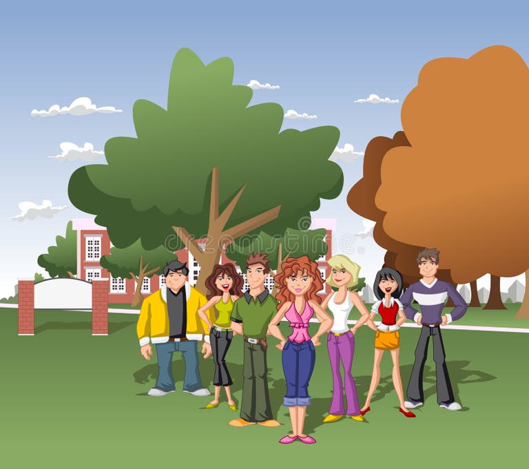 Group Cartoon Teenager Students Stock Illustrations – 2,189 Group ...