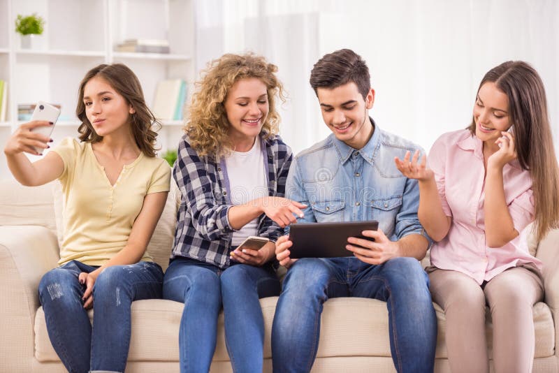 Students with gadgets stock photo. Image of computer - 56341566