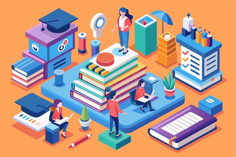 Students Gather Around Stacks of Books, Studying, and Preparing for ...