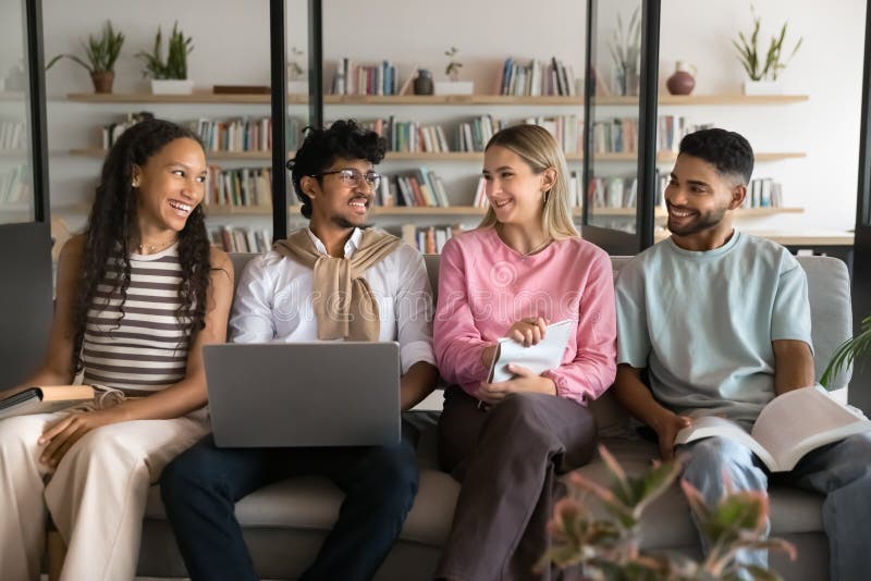 Students Gathered in College Library for Joint Task Completion Stock ...