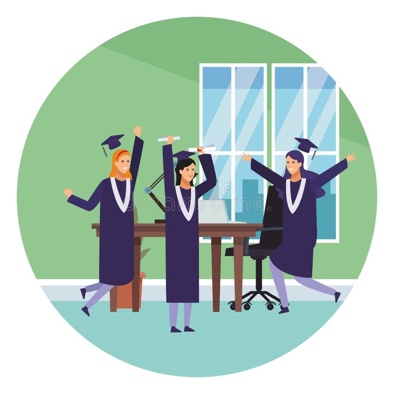 Students on graduation stock vector. Illustration of bachelor - 144567956