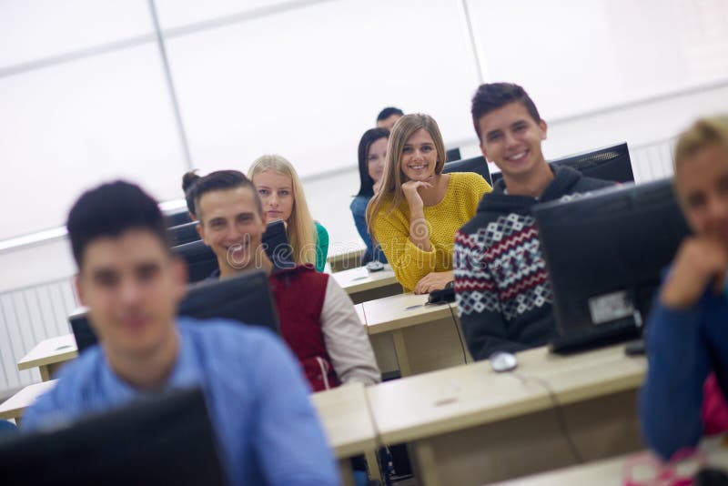 Students Group in Computer Lab Classroom Stock Photo - Image of girl ...