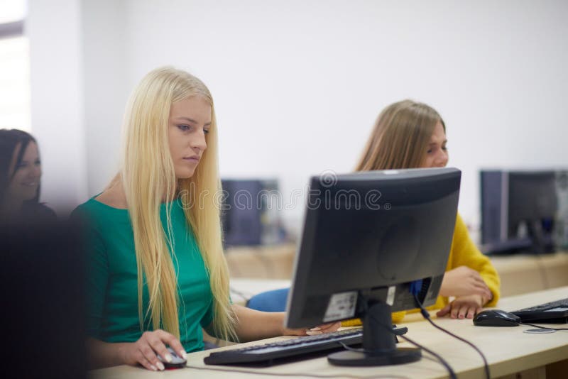 Students Group in Computer Lab Classroom Stock Photo - Image of ...