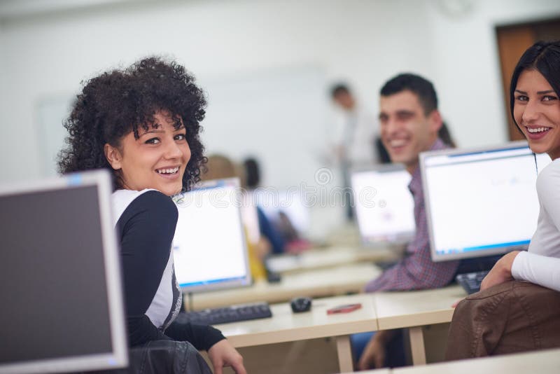 Students Group in Computer Lab Classroom Stock Photo - Image of ...