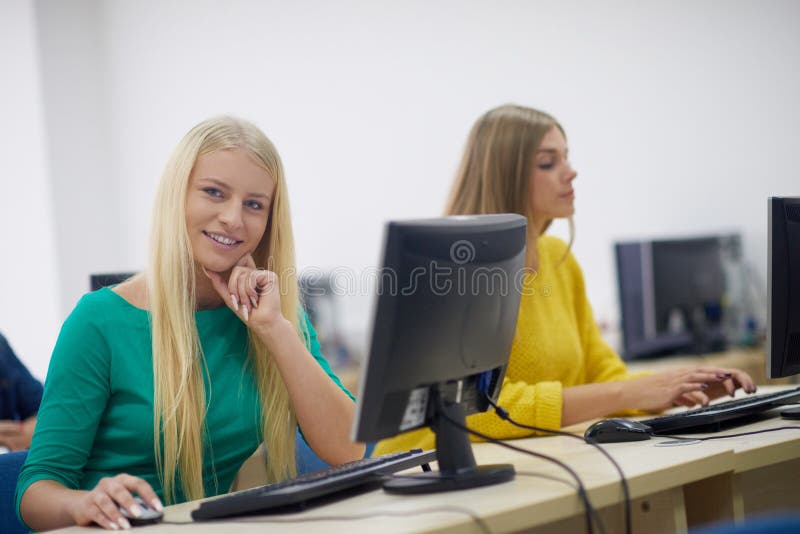 Students Group in Computer Lab Classroom Stock Photo - Image of class ...