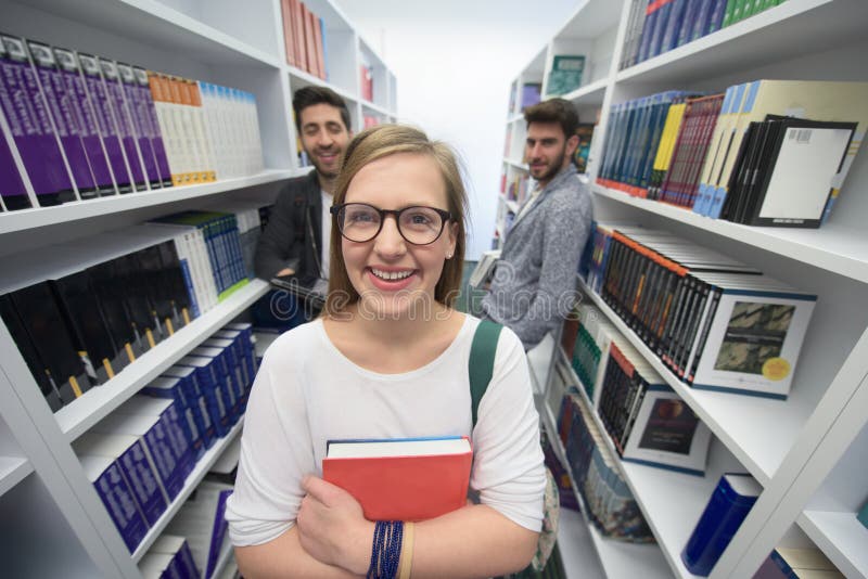 Students Group in School Library Stock Image - Image of education ...