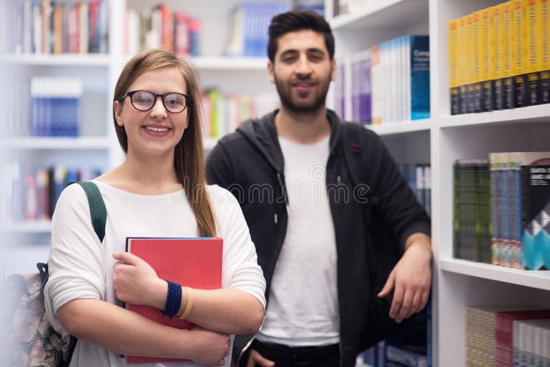 Students Group in School Library Stock Image - Image of school, books ...