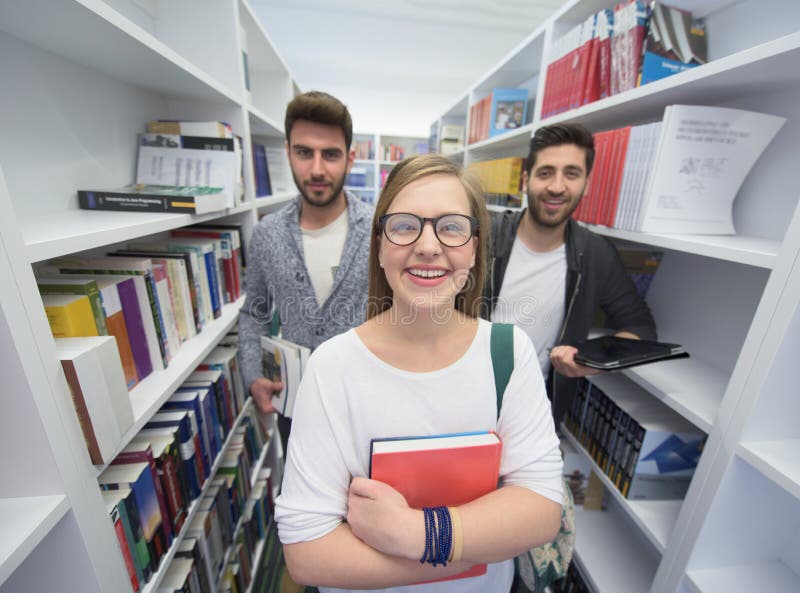 Students Group in School Library Stock Image - Image of book, indoors ...