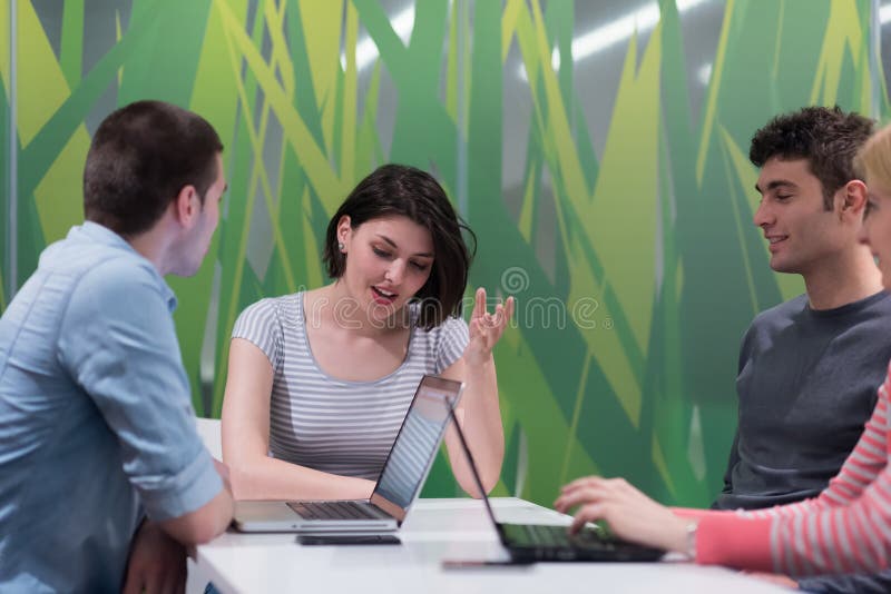 Students group study stock image. Image of laptop, learning - 71863117