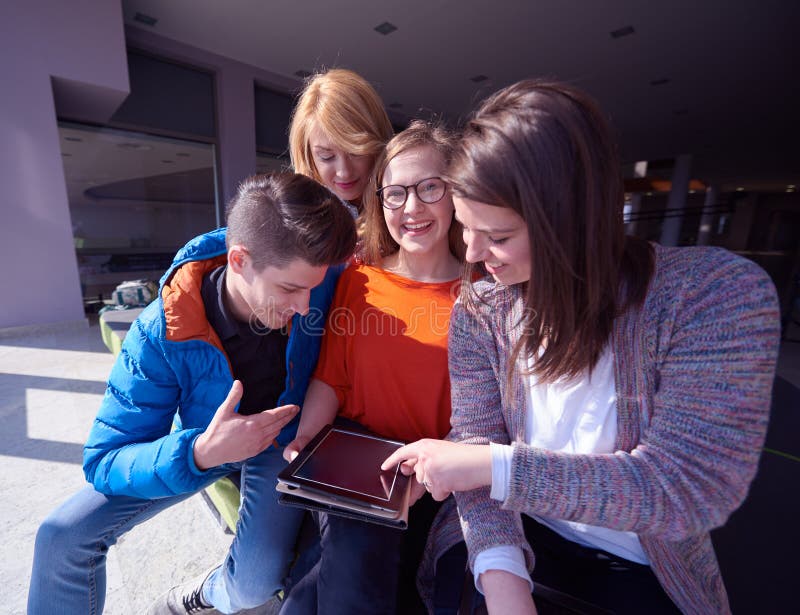 Students Group Working on School Project Together Stock Image - Image ...
