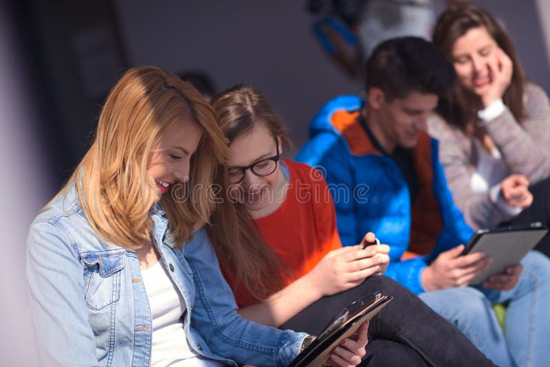 Students Group Working on School Project Together Stock Image - Image ...