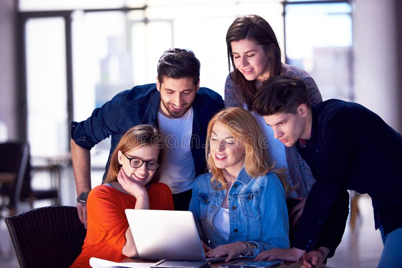 Students Group Working on School Project Together Stock Image - Image ...