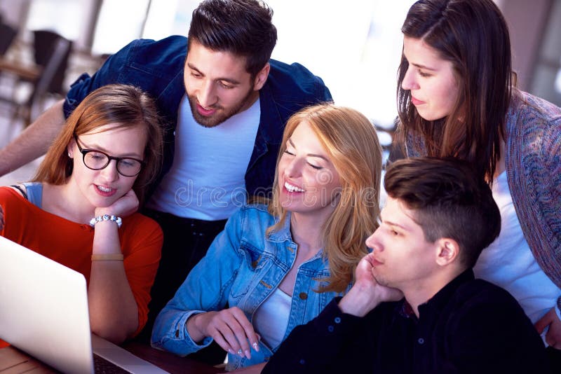 Students Group Working on School Project Together Stock Image - Image ...