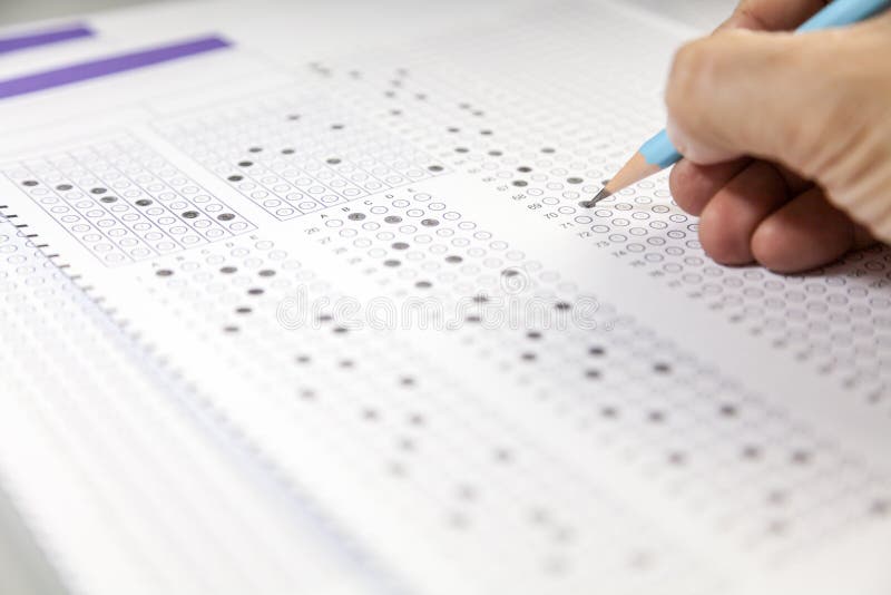 Students Hand Doing Exams Quiz Test Paper at School Stock Photo - Image ...