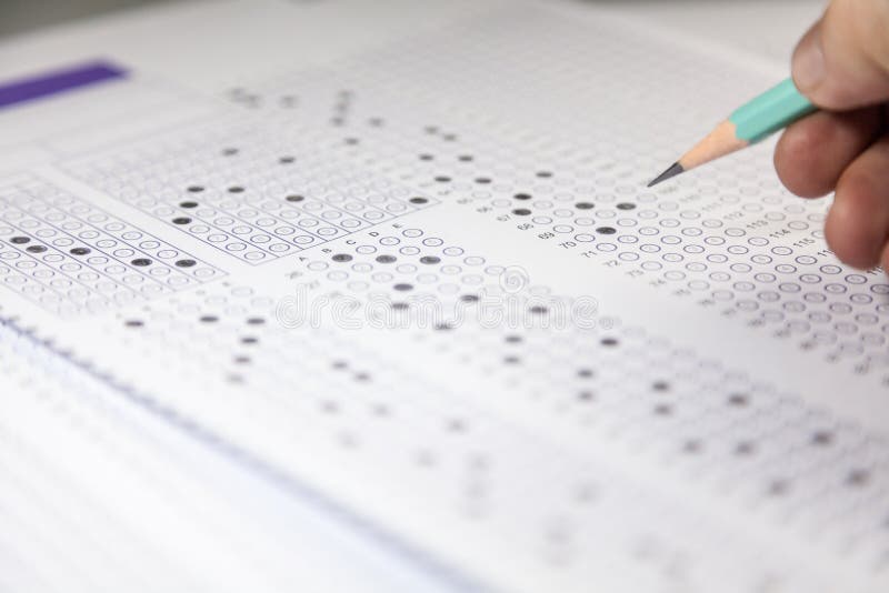 Students Hand Doing Exams Quiz Test Paper with Pencil Stock Photo ...